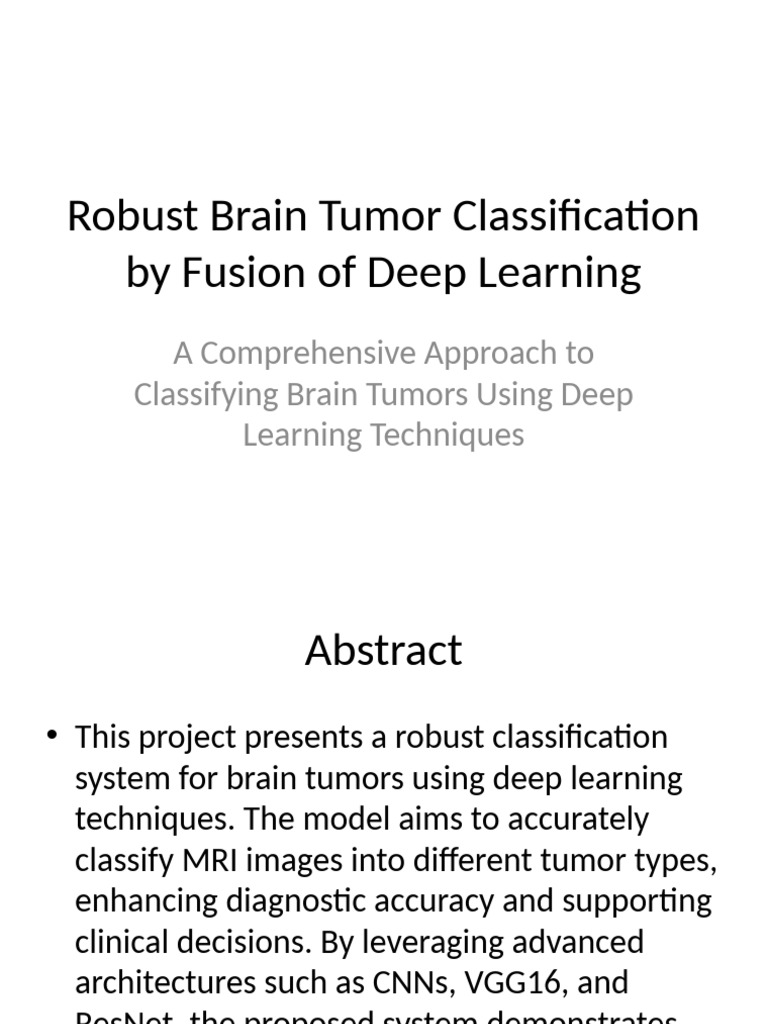 Brain Tumor Classification Presentation | PDF | Deep Learning | Medical Imaging