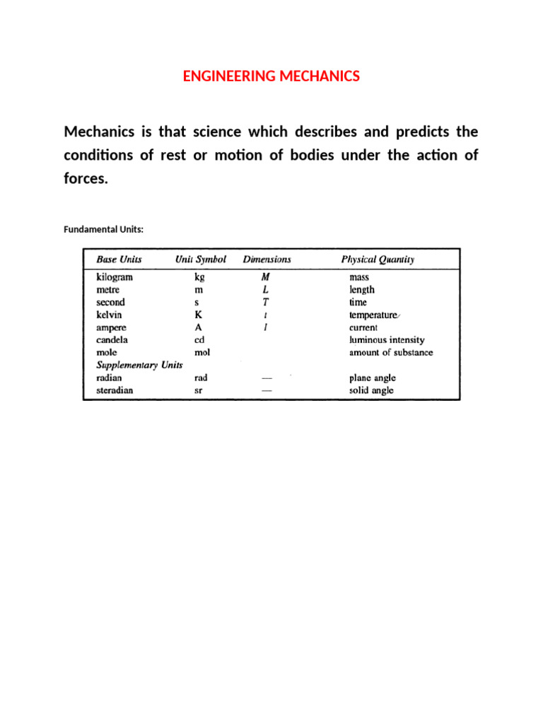 Engineering Mechanics Notes - 3 | PDF | Force | Euclidean Vector