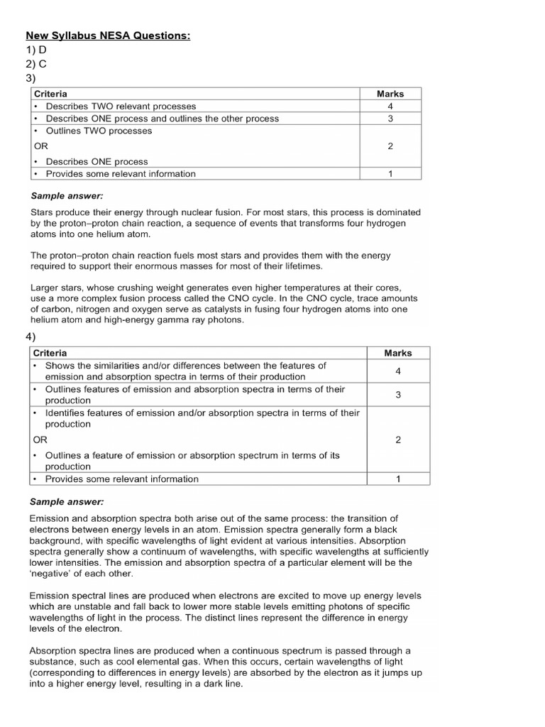 NESA Syllabus & Past HSC Questions | PDF