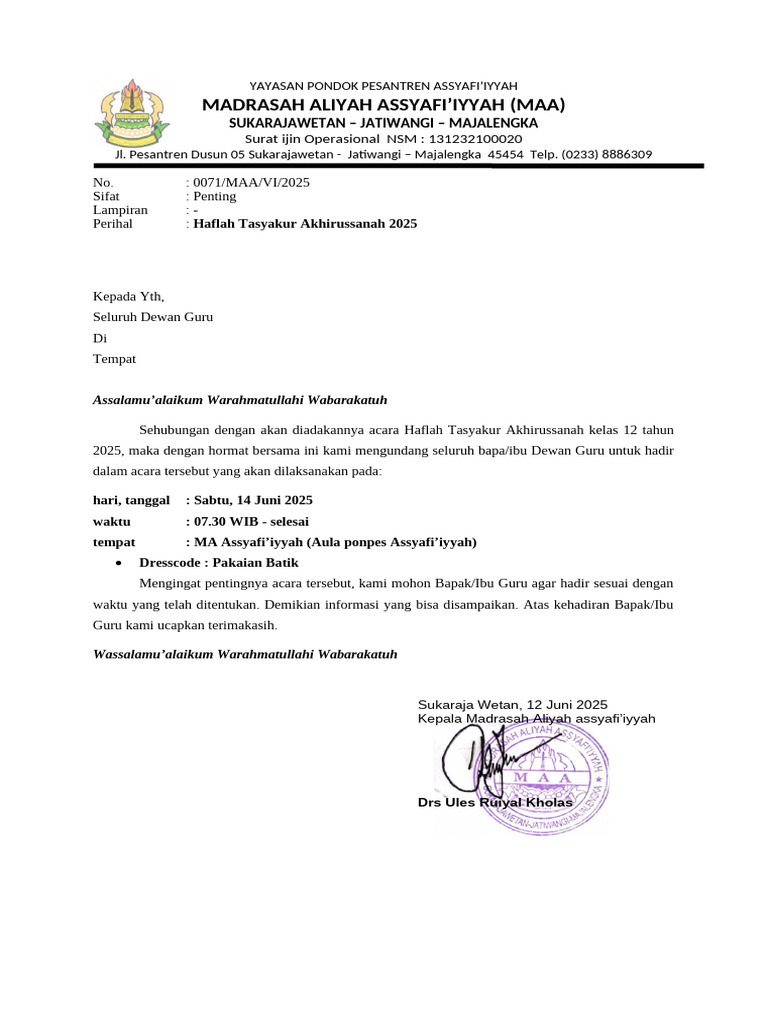 Undangan Haflah MAA | PDF
