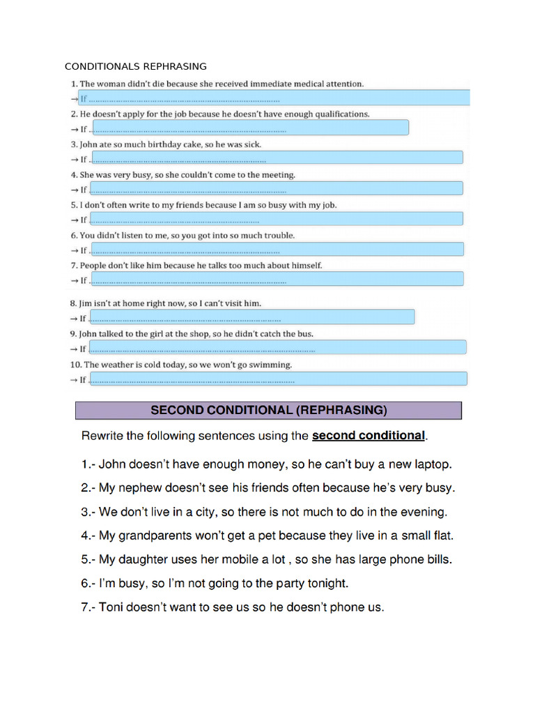 Conditionals Rephrasing 3 | PDF