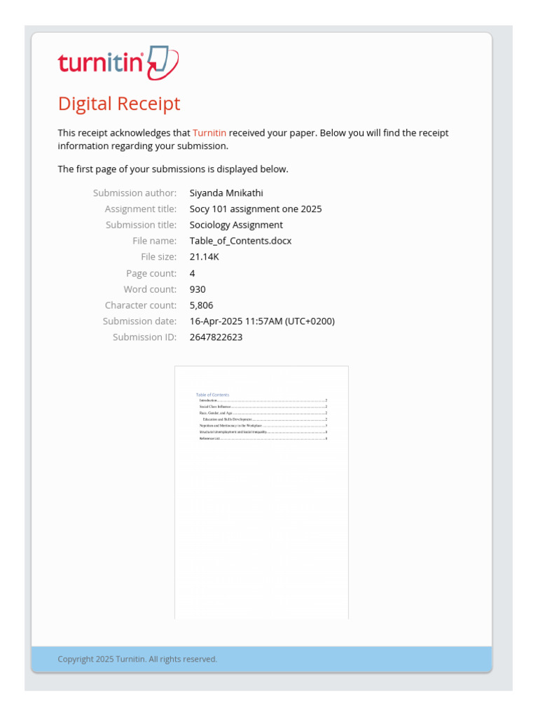 Receipt - Sociology Assignment | PDF