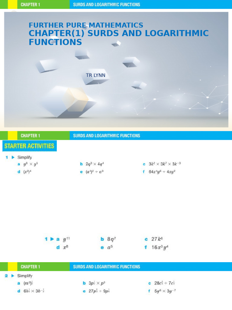 Chapter (1) Surds and Logarithmic Functions | PDF