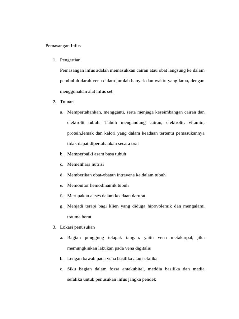Pemasangan Infus | PDF
