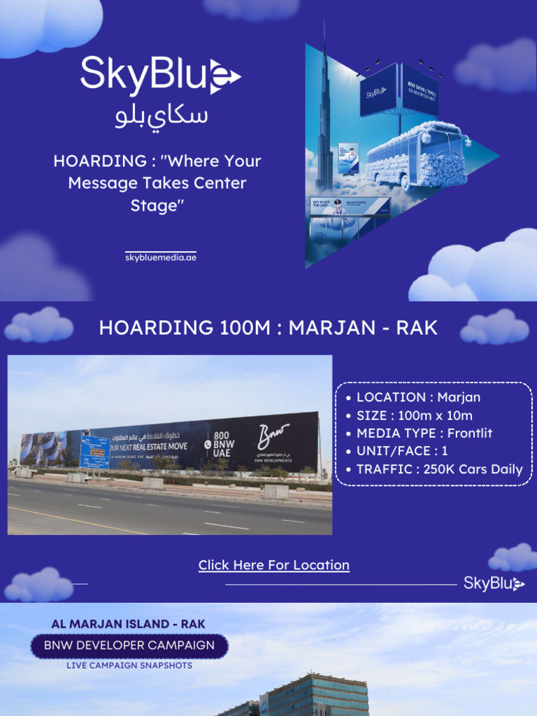 SkyBlue Media - Premium Al Marjan Hoarding - RAK. | PDF