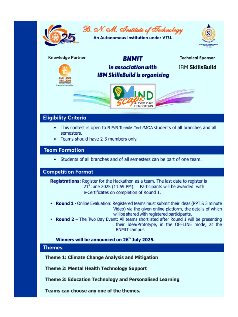 IBM Hackathon Guidelines 2025 BNMIT | PDF | Artificial Intelligence ...
