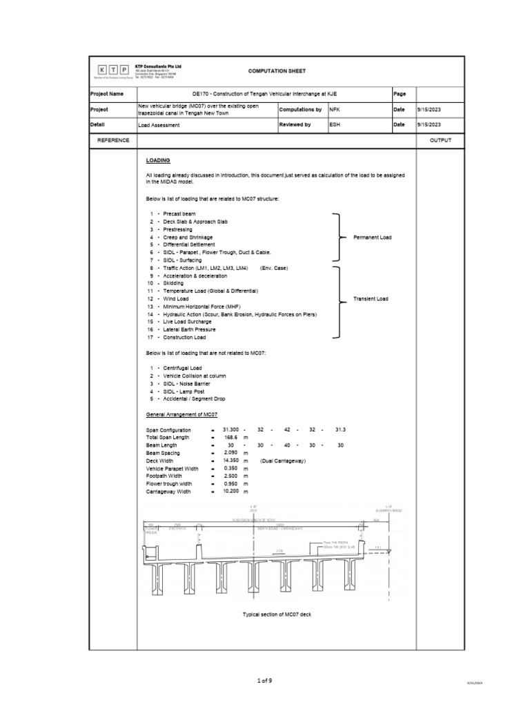 Appendix 1.2 - Loading Assessment | PDF | Beam (Structure) | Prestressed Concrete