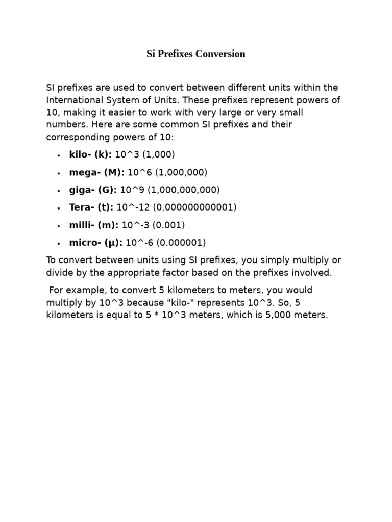 Si Prefixes Conversion | PDF