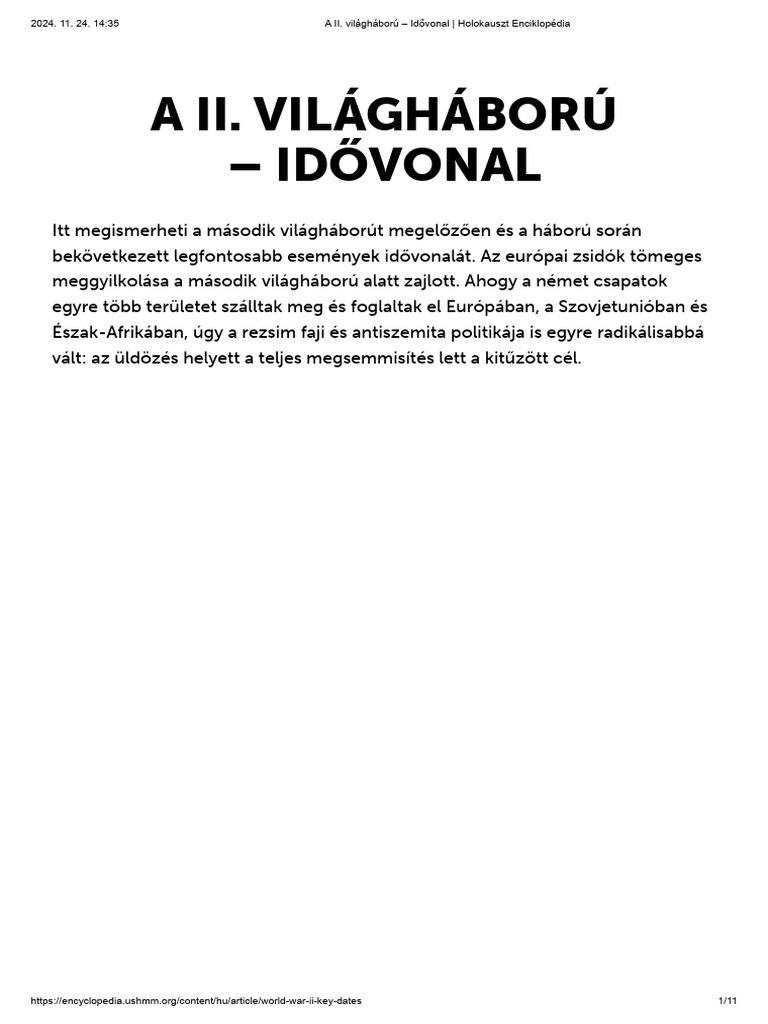 A II. Világháború - Idővonal | PDF