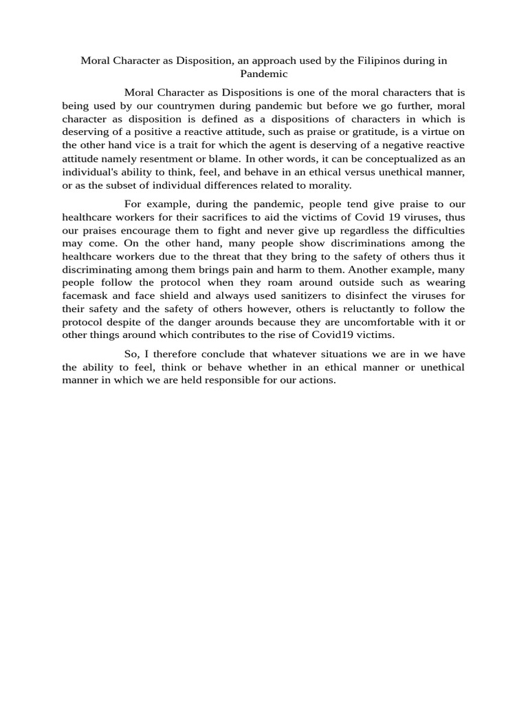 Ediong - Moral Character As Disposition. | PDF
