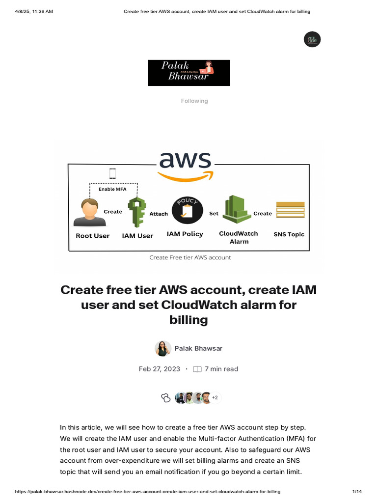 Create Free Tier AWS Account, Create IAM User and Set CloudWatch Alarm ...