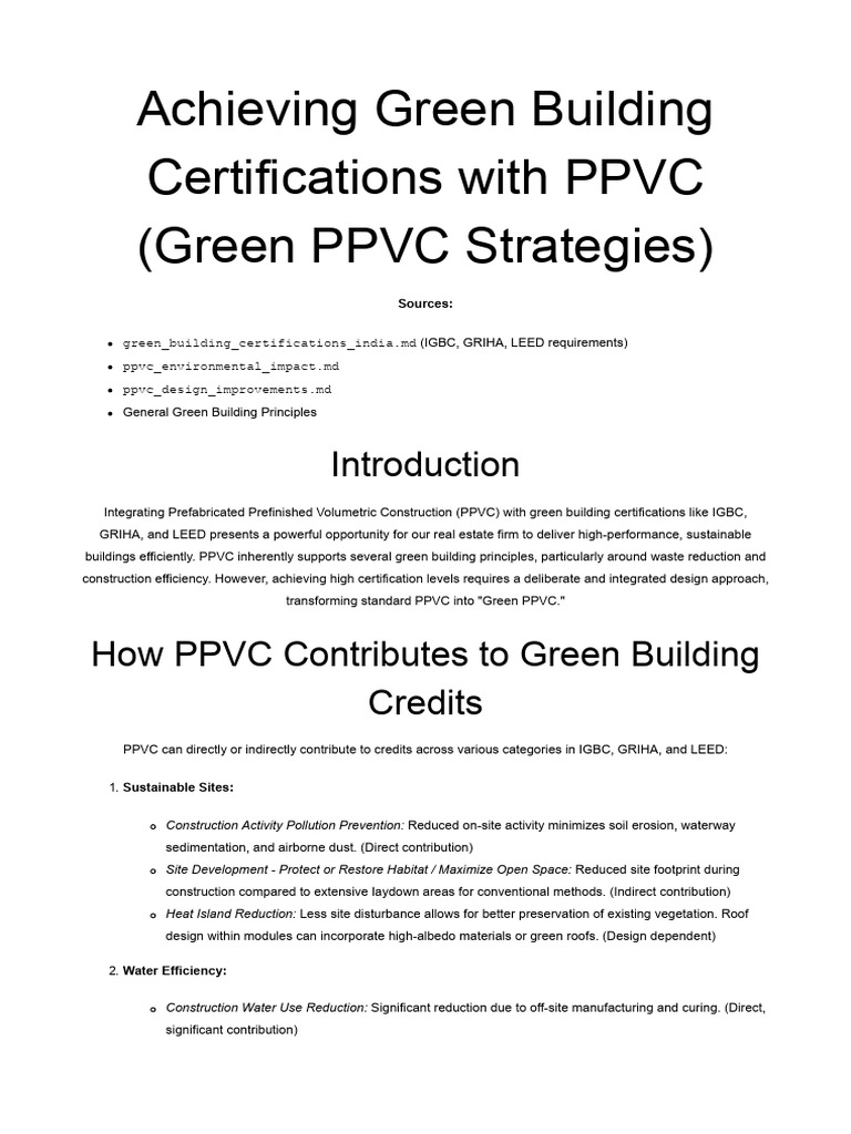 Achieving Green Building Certifications With PPVC (Green PPVC Strategies) | PDF | Green Building ...