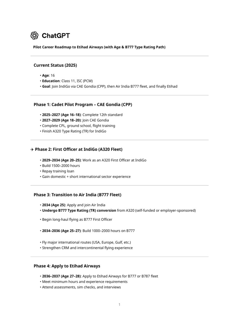 Etihad Airways Pilot Career Pathway | PDF