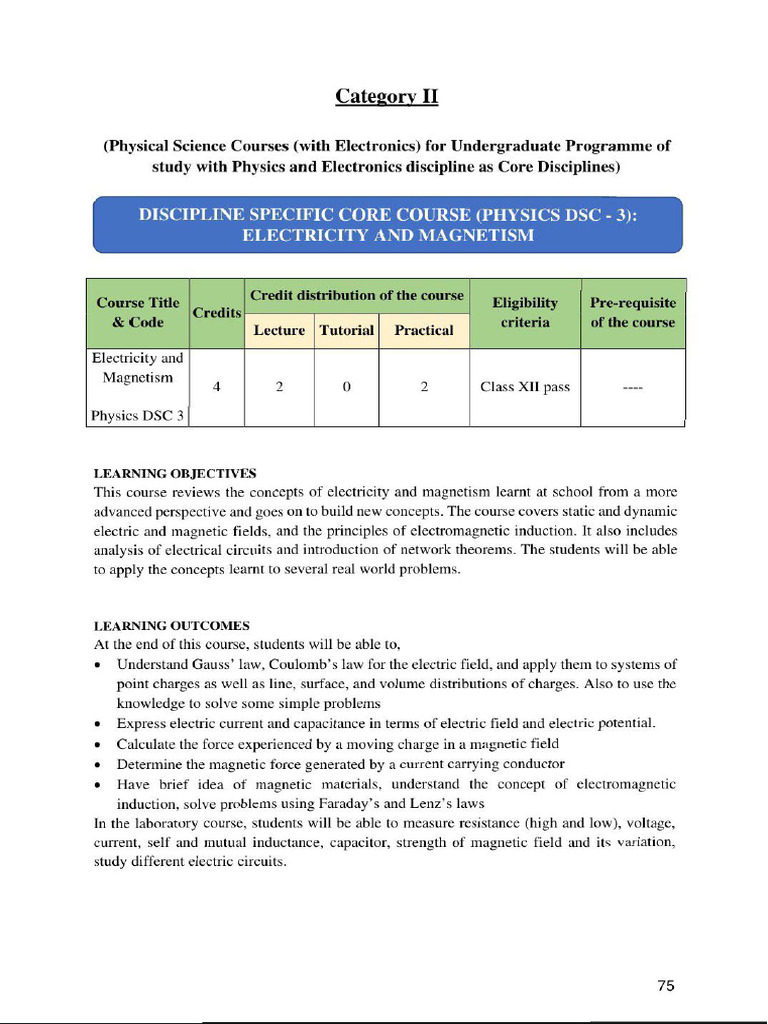 2nd Sem (Physics, Electronic and Math Syllabus) | PDF