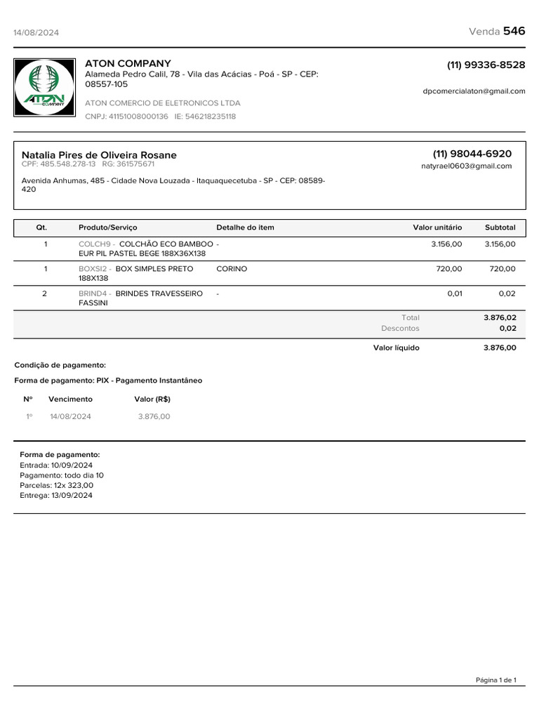 Natalia Pires de Oliveira Rosane - 14-08-2024 - Venda546 | PDF