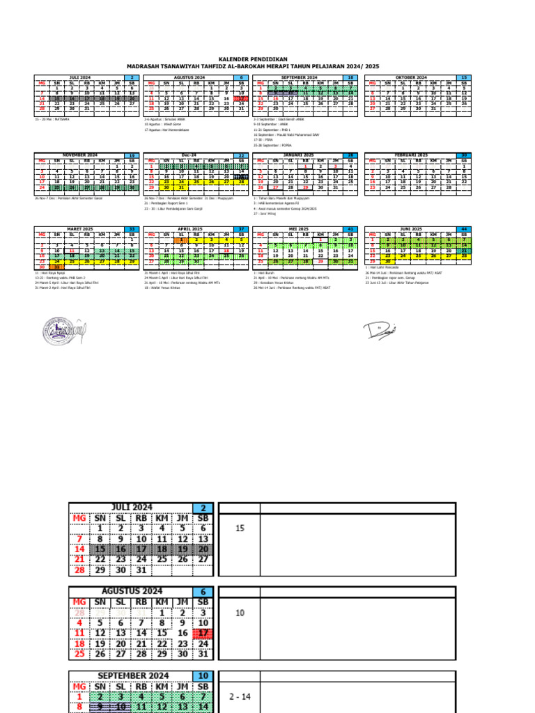 Kalender Pendidikan Madrasah 2024/2025 | PDF
