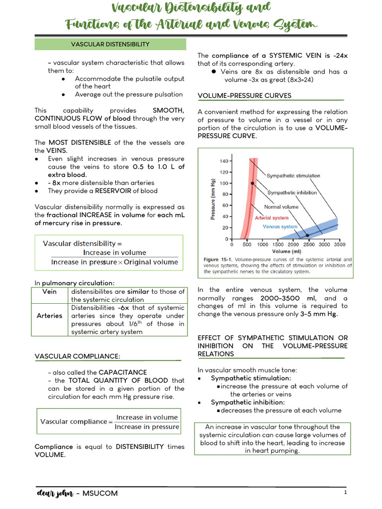 Vascular Distensibility and Functions of The Arterial and Venous System ...