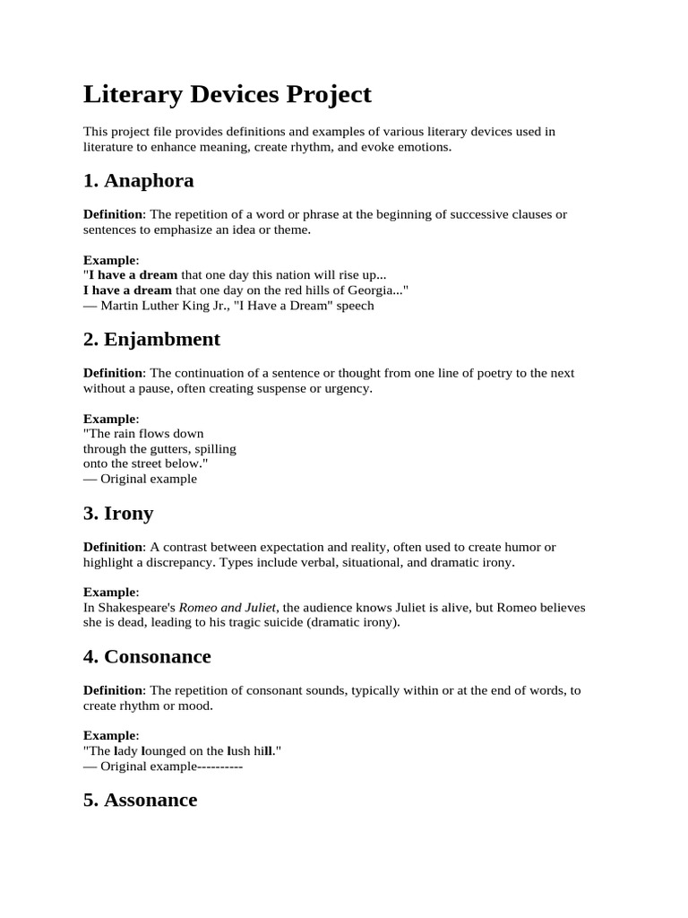 Literary Devices Project | PDF | Irony | Poetry