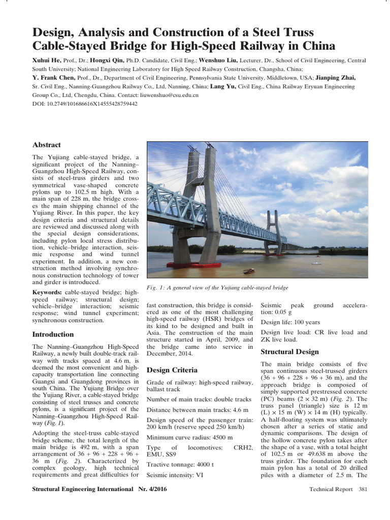 Design, Analysis and Construction of A Steel Truss Cable-Stayed Bridge ...