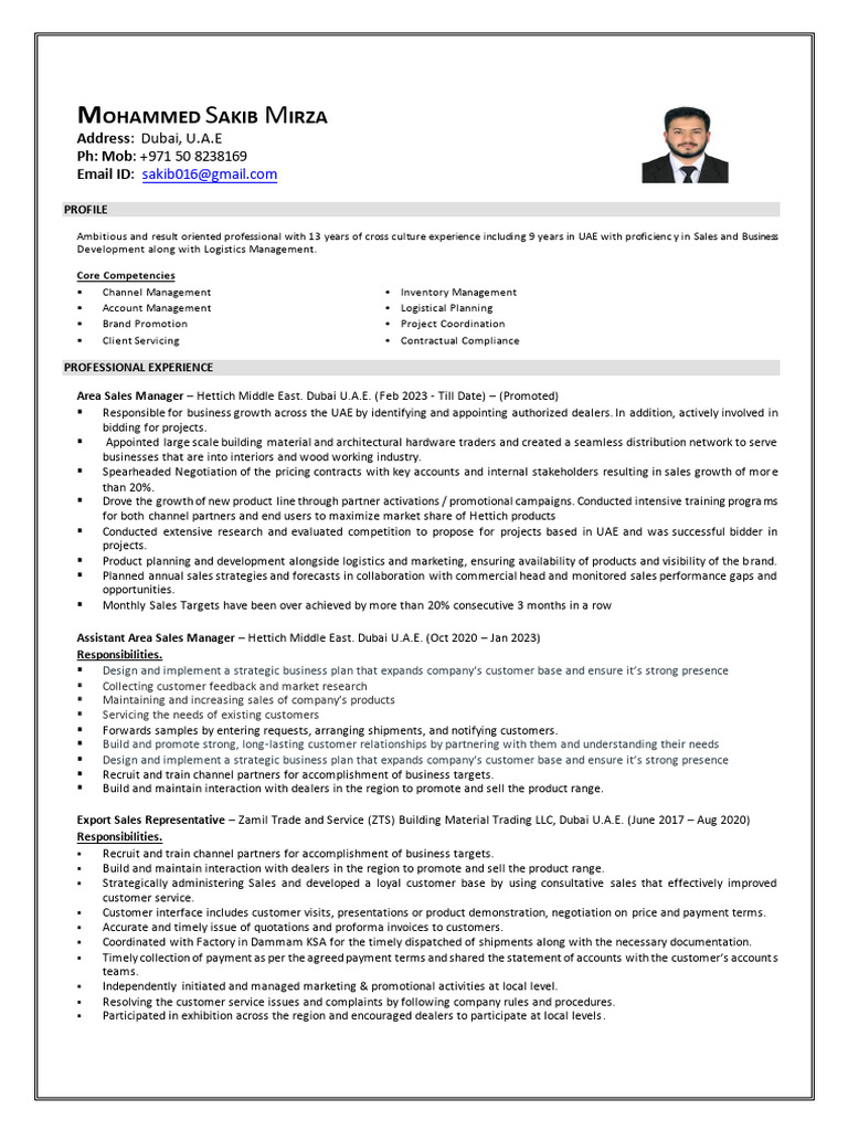 Sakib Mirza's Professional CV | PDF | Pro Forma | United Arab Emirates