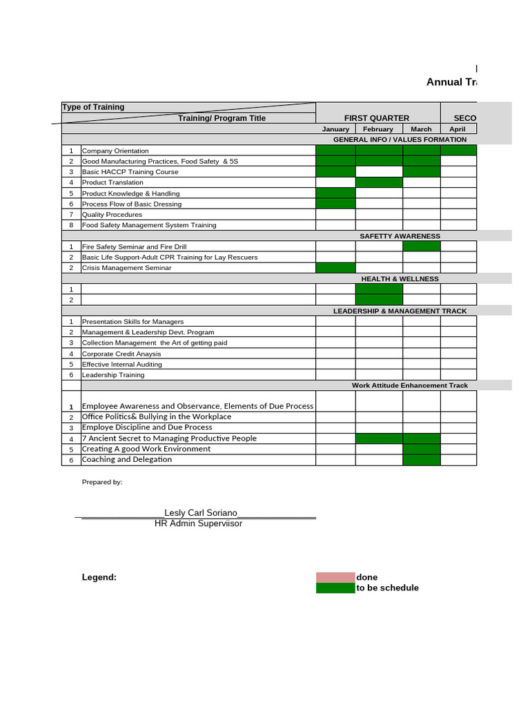 NSMMI Annual Safety Training Calendar 2025 | PDF | Business