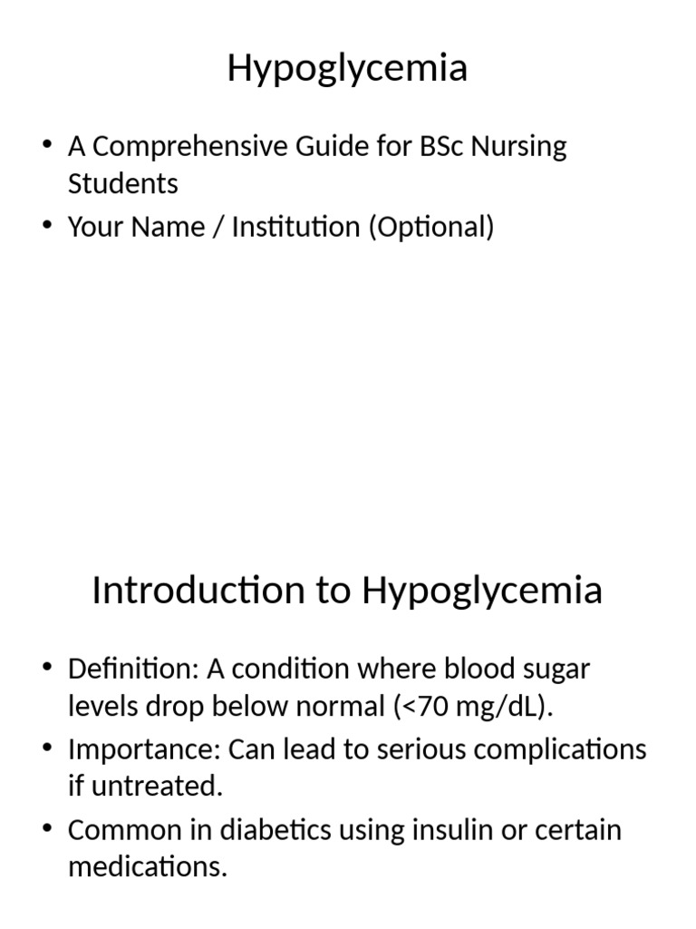 Understanding Hypoglycemia in Nursing | PDF