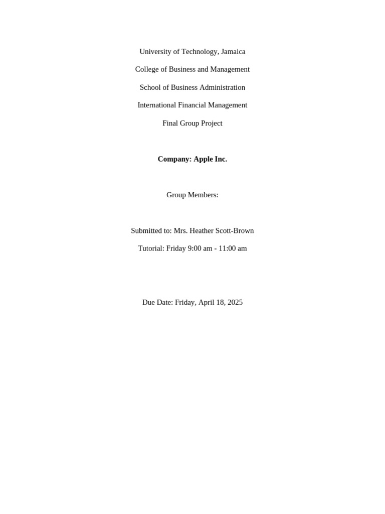 IFM Group Project - Apple Inc. | PDF | Hedge (Finance) | Exchange Rate