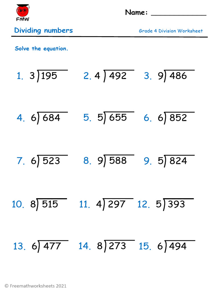 Grade 4 Division Worksheet 4 | PDF