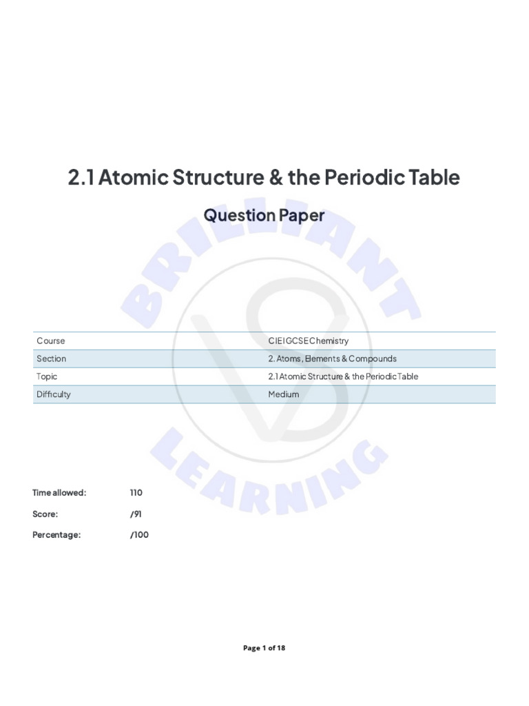 Atomic Structure The Periodic Table Medium 1 | PDF | Atoms | Isotope
