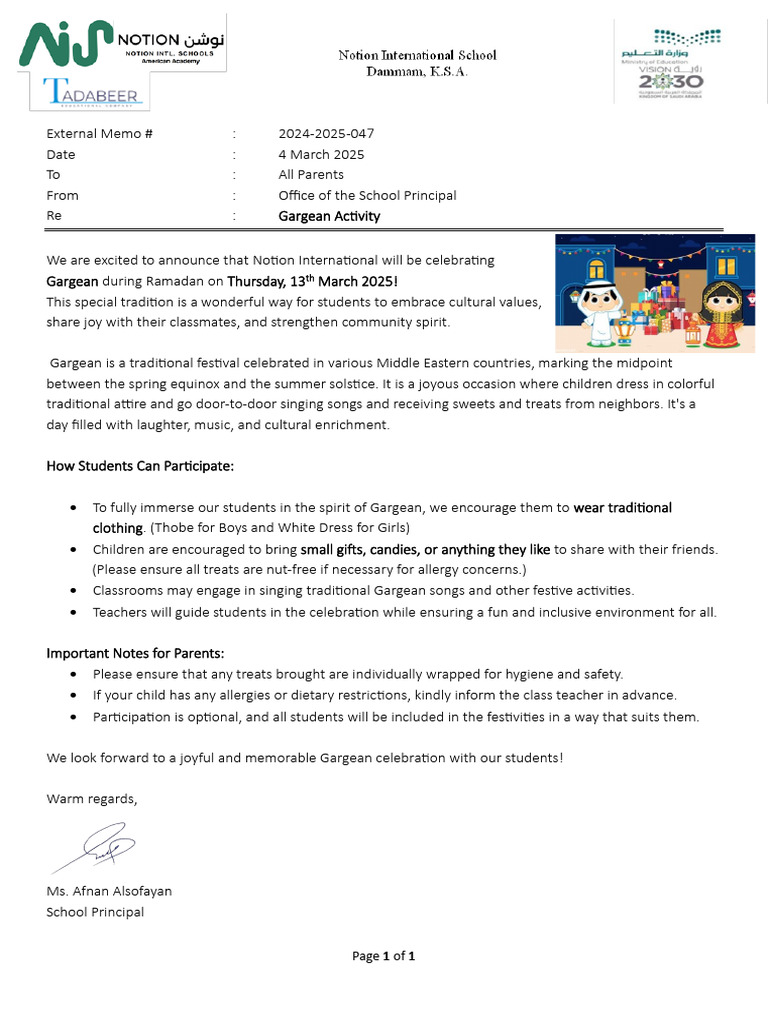 24-25 External Memo #047 - Gargean Activity | PDF