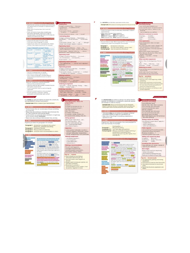 Writing Practice 1º Bachiller | PDF