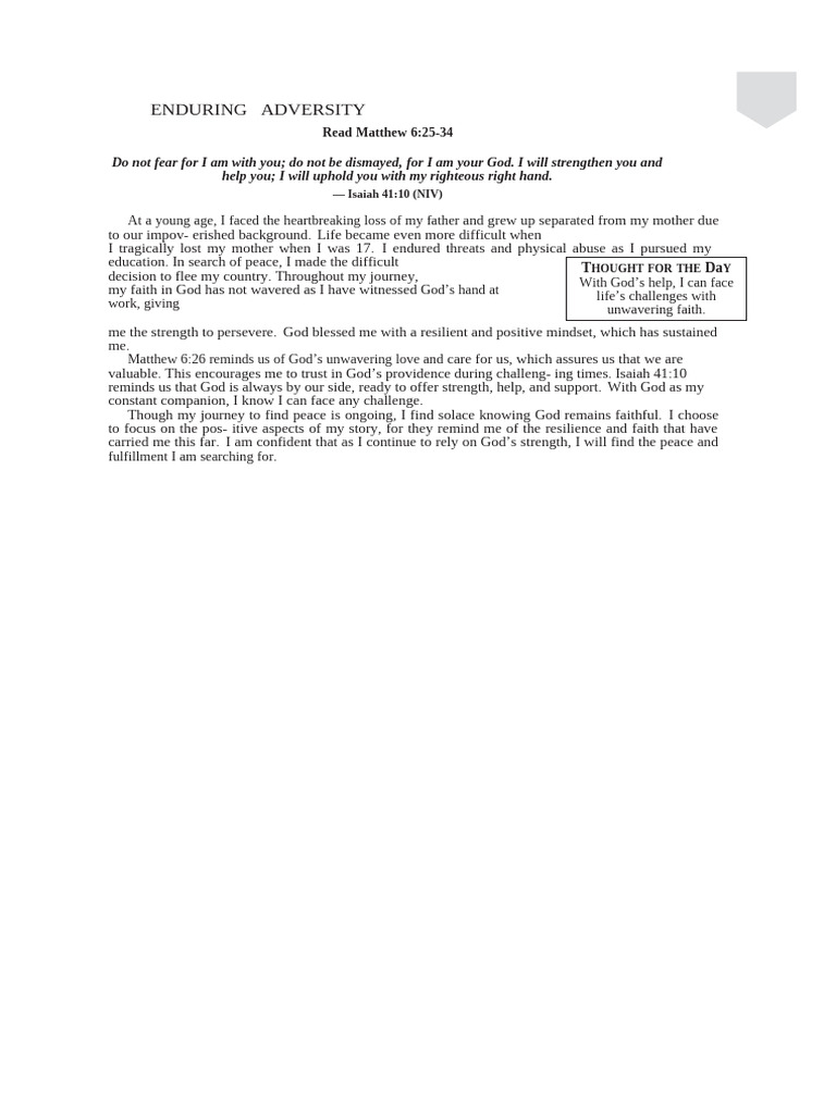 Enduring Adversity | PDF