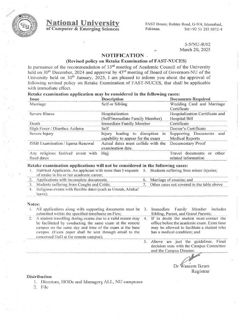 Notification - Revised.policy - Retake.examination (2025 Mar) | PDF