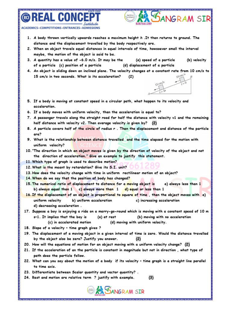 Physics Concepts of Motion and Velocity | PDF | Acceleration | Velocity