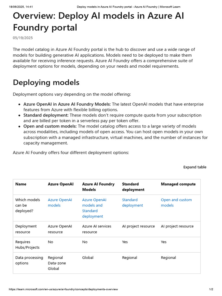 Azure AI Foundry Model Deployment Guide | PDF | Microsoft Azure ...