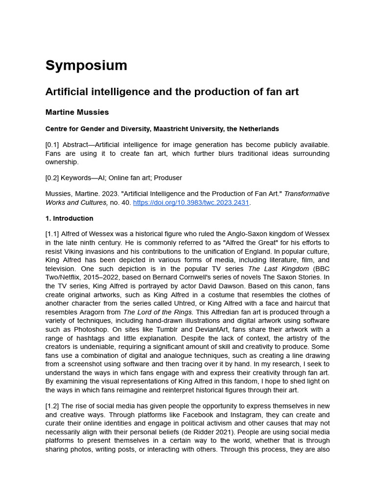 Artificial Intelligence and The Production of Fan Art | PDF ...