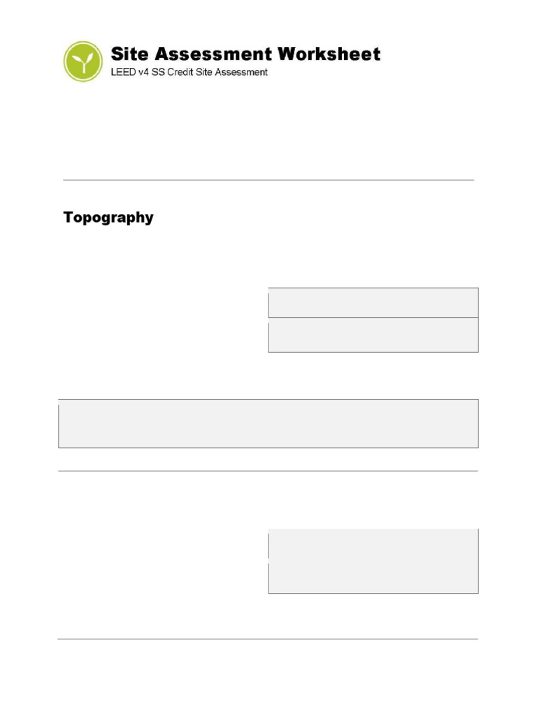 Site Assessment Worksheet - Final | PDF | Topography | Nature