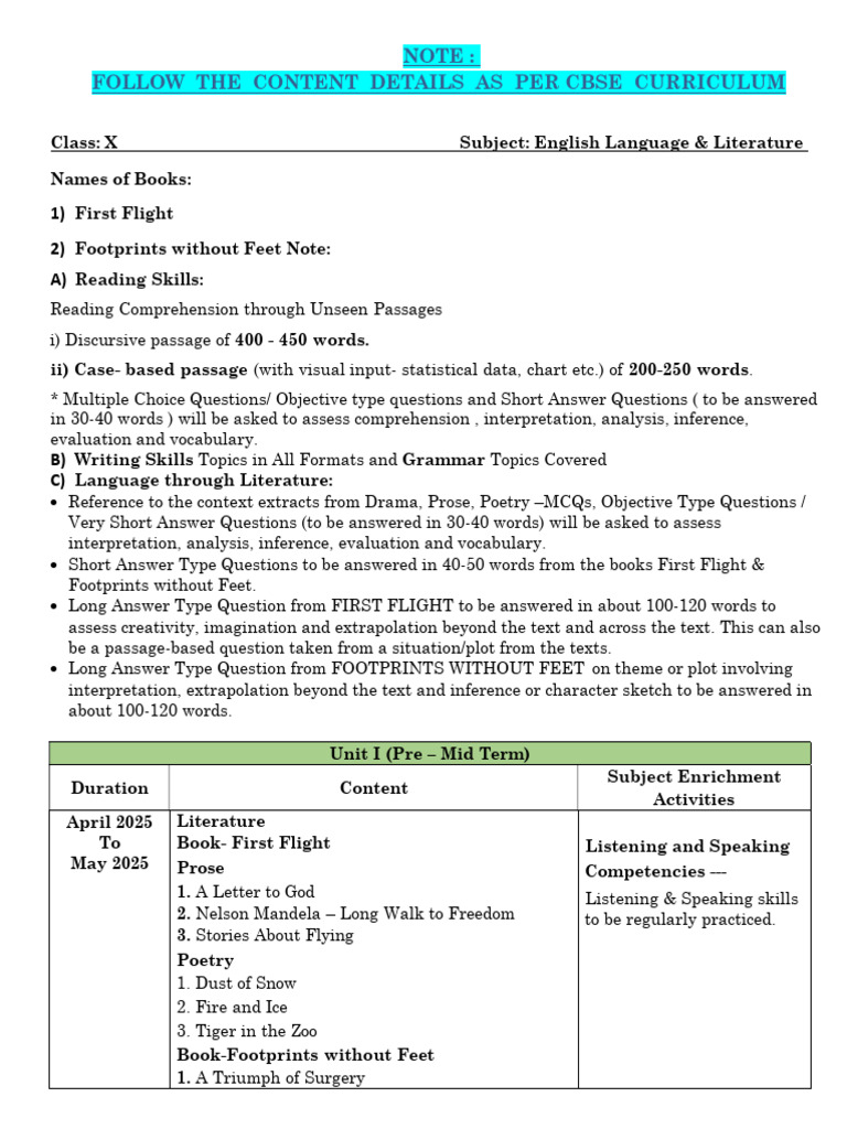 Grade 10 English Syllabus 2025-26 | PDF | Reading Comprehension | Semiotics