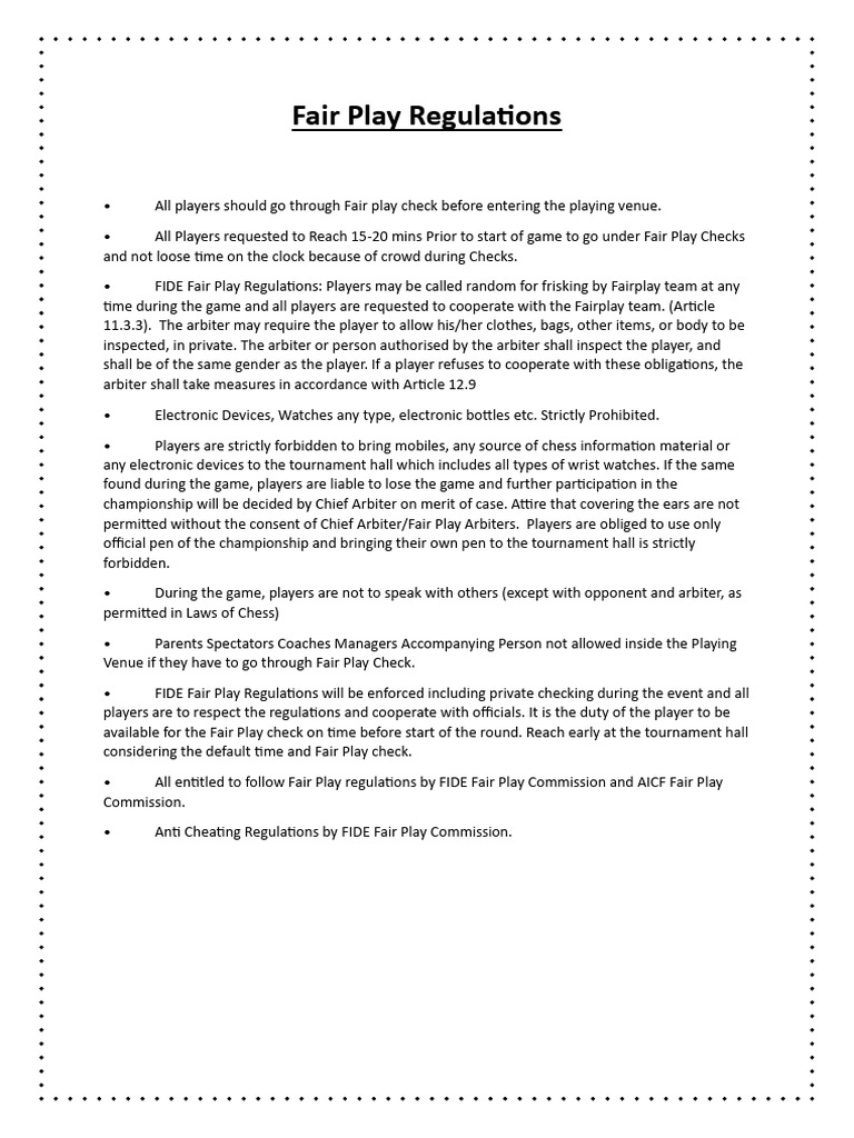 Fair Play Regulation - Points | PDF