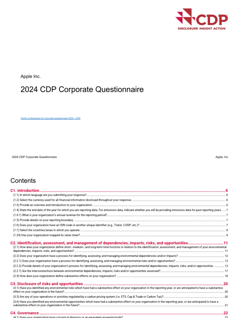 2024 CDP Corporate Questionnaire Guide | PDF | Greenhouse Gas | Supply ...