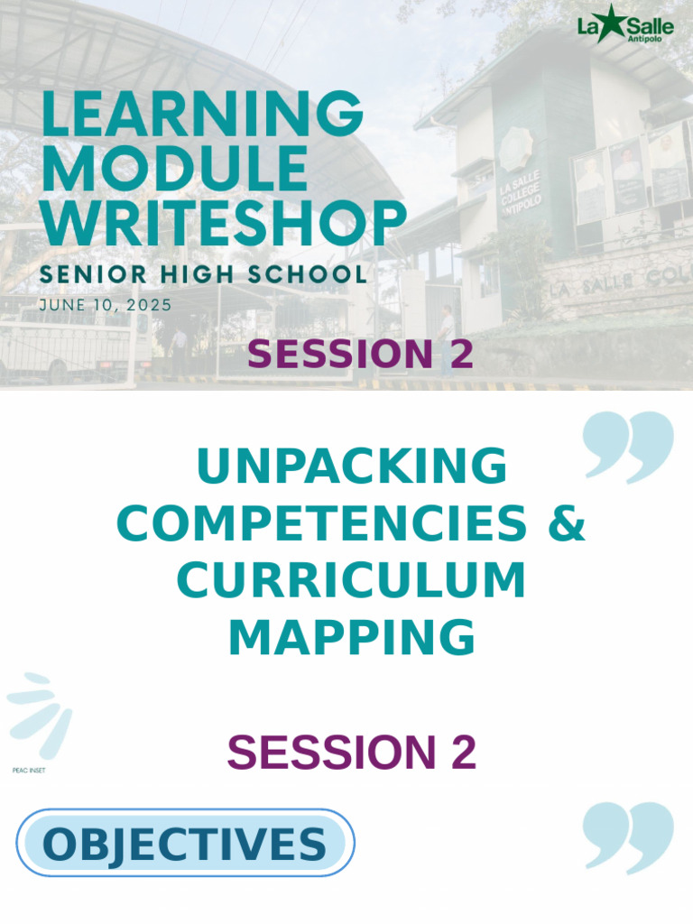Session 2 - Unpacking and Curriculum Mapping | PDF | Curriculum | Goal