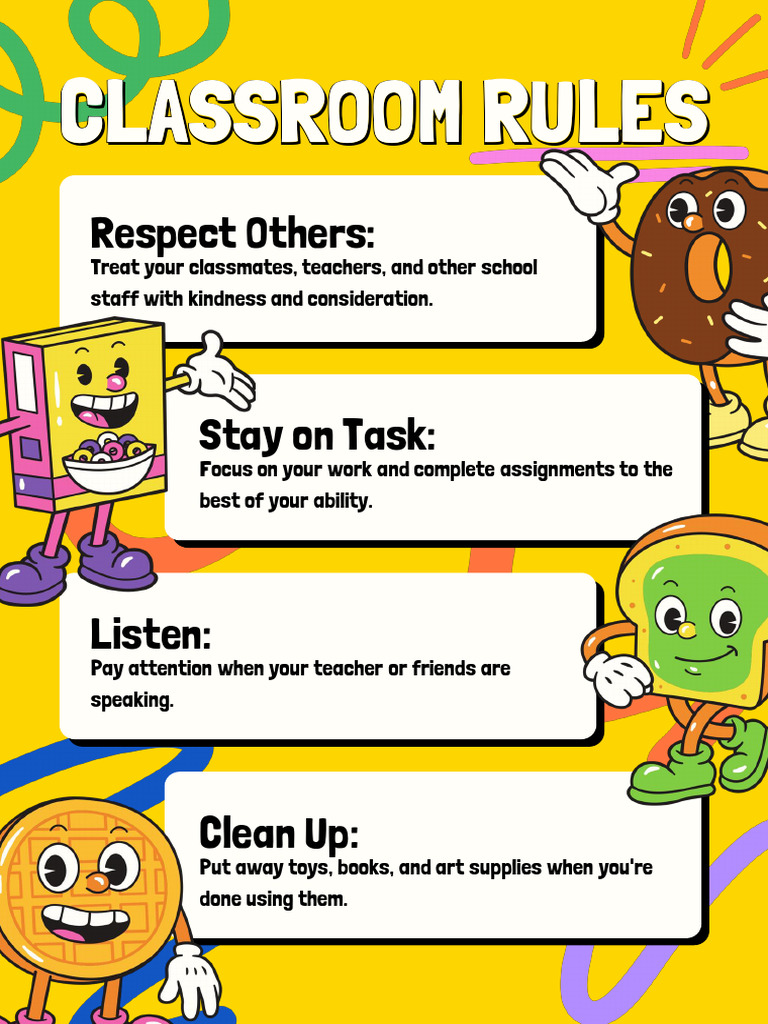Illustrated Cartoon Classroom Rules | PDF
