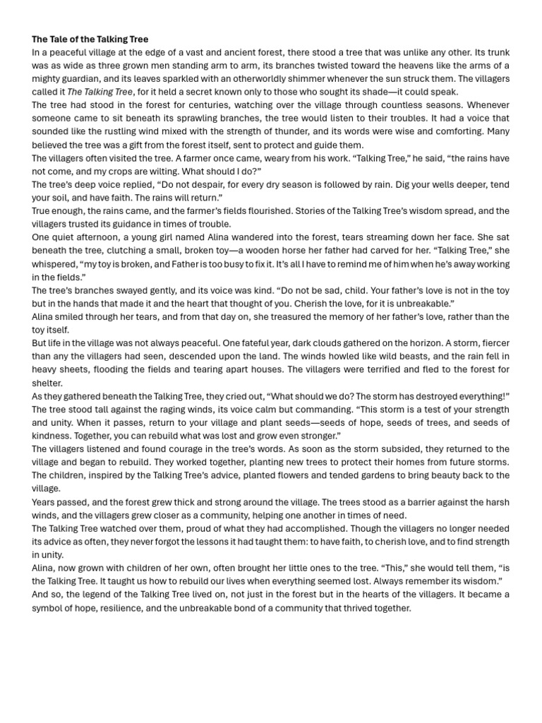 The Tale of The Talking Tree | PDF | Trees