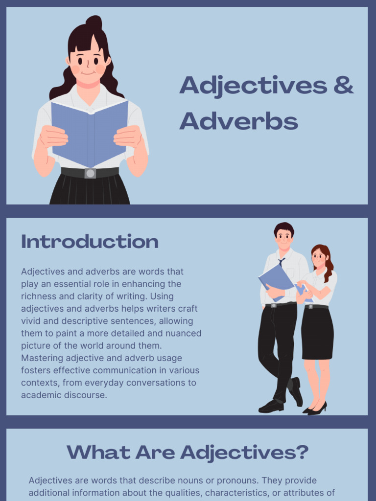 Adjectives and Adverbs Education Presentation in Blue and White ...