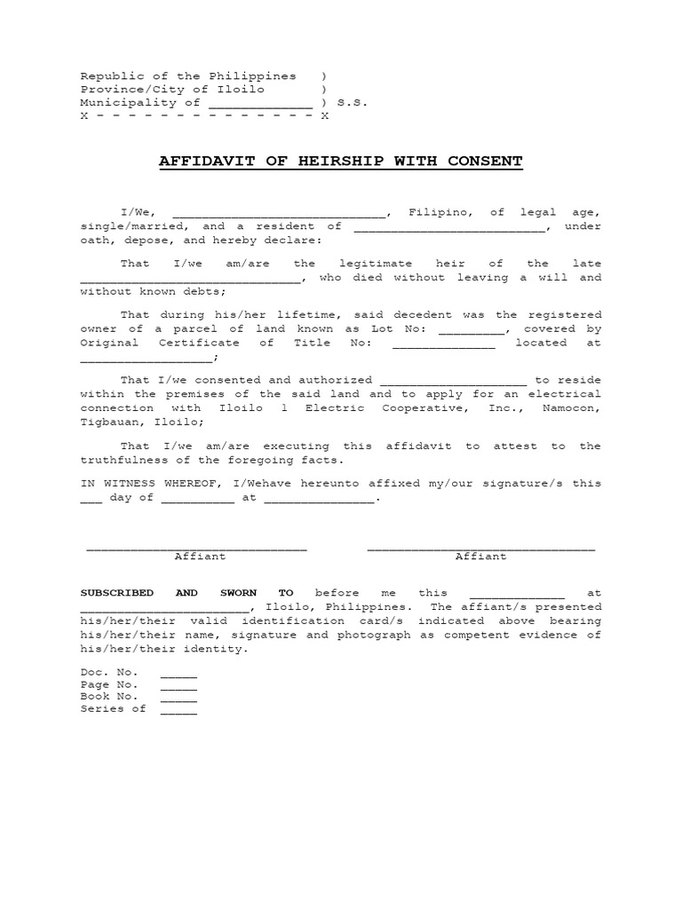 Affidavit of Heirship with Consent | PDF