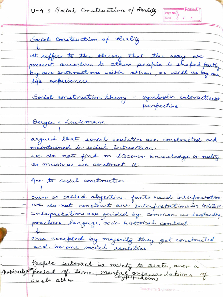 MSO 01 Social Construction of Reality | PDF