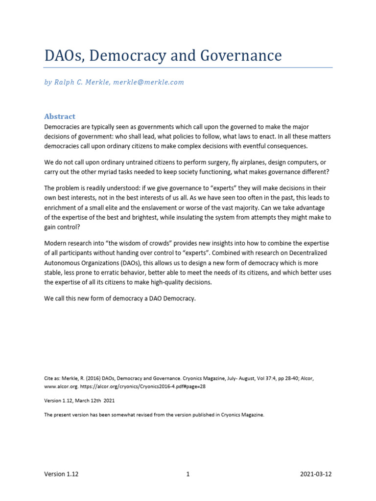 Dao Democracy Draft | PDF | Bonds (Finance) | Democracy