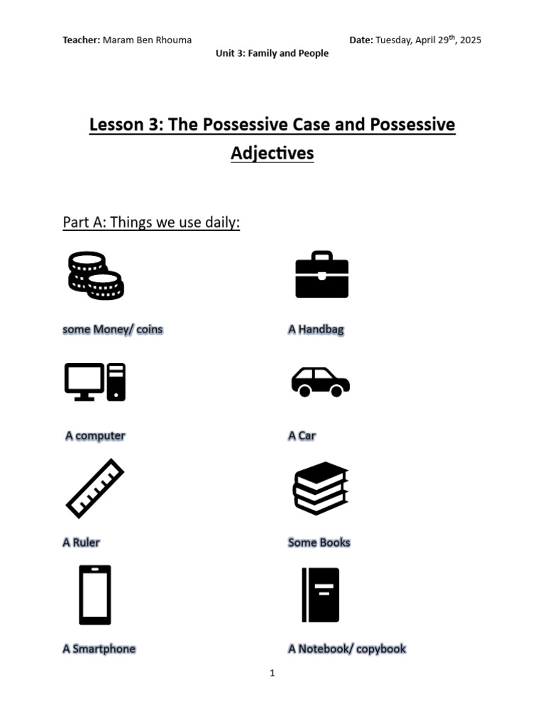 Possessives Lesson | PDF | Languages | Foreign Language Studies
