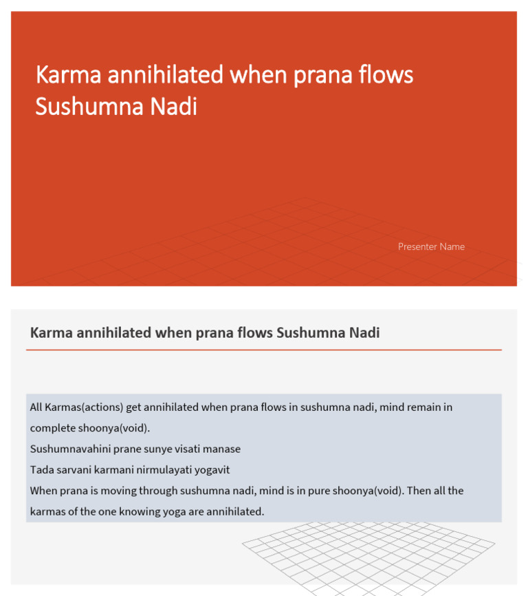 Karma Annihilated When Prana Flows Sushumna Nadi | PDF