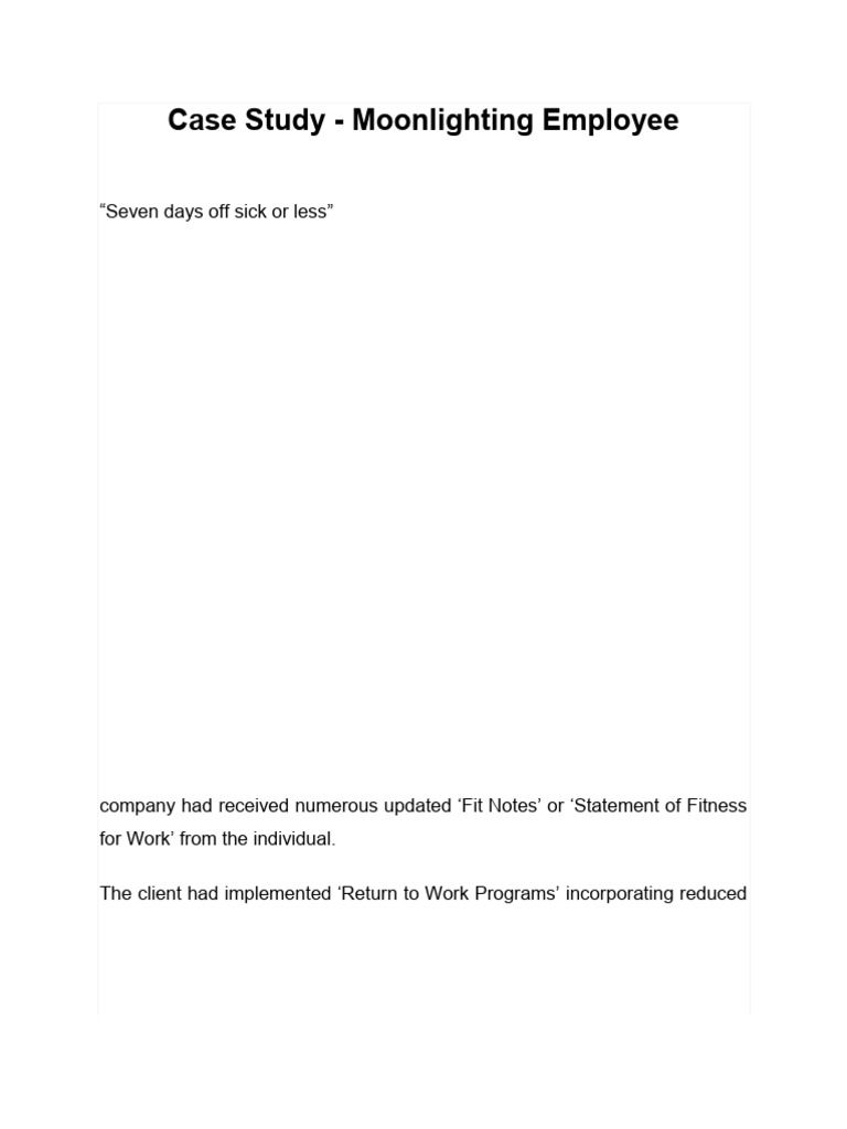 Case Study - Moonlighting | PDF | Employment